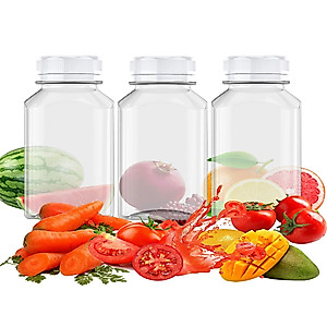 Axe Sickle 6 Pcs 12 Ounce Juice Bottles Plastic Milk Bottles Bulk Beverage Containers with Tamper Evident Caps Lids White for Milk, Juice, Drinks and Other Beverage Containers