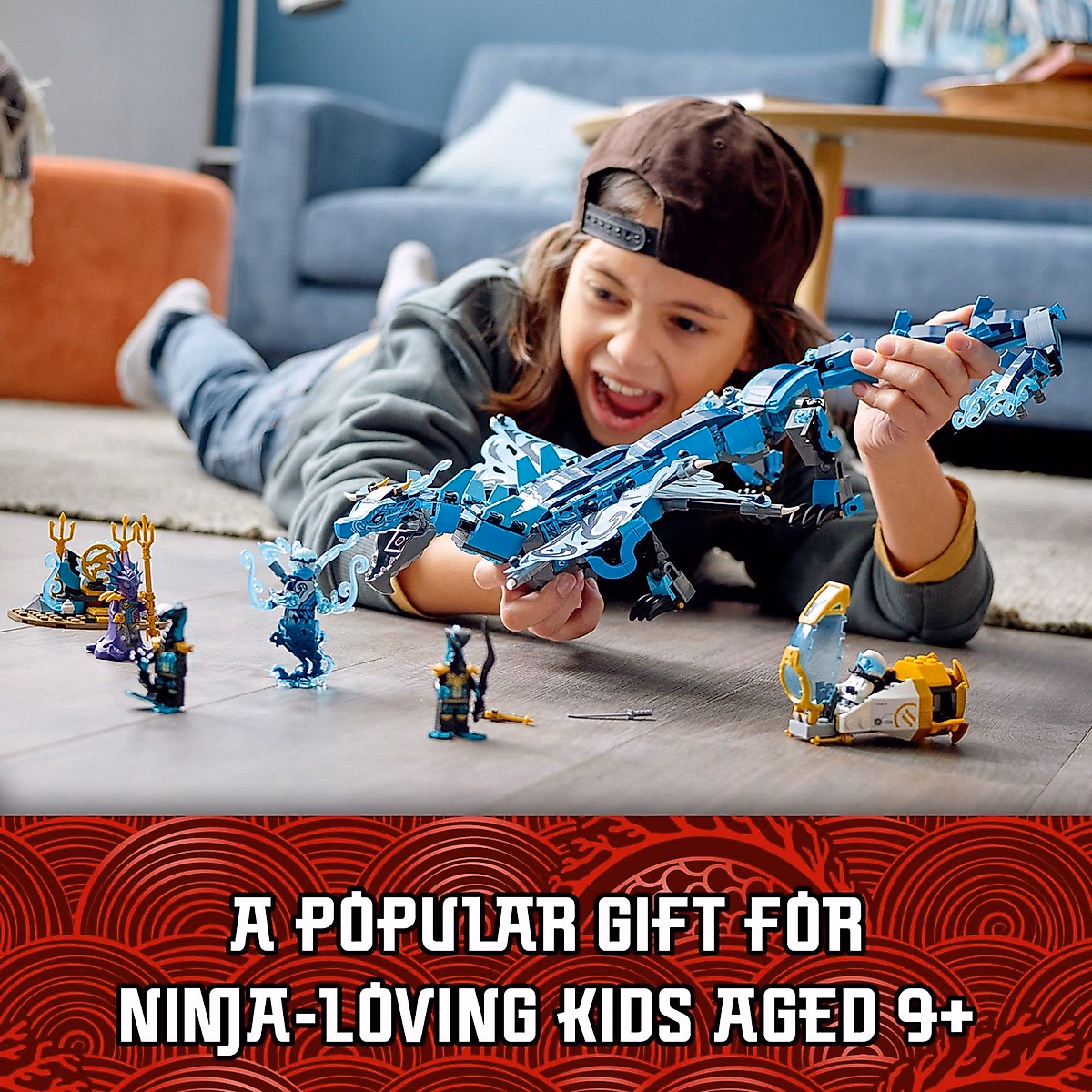 LEGO NINJAGO Water Dragon Toy, 71754 Building Set with 5 Minifigures and Weapons, Ninja Gifts for 9 Plus Years Old Kids, Boys & Girls