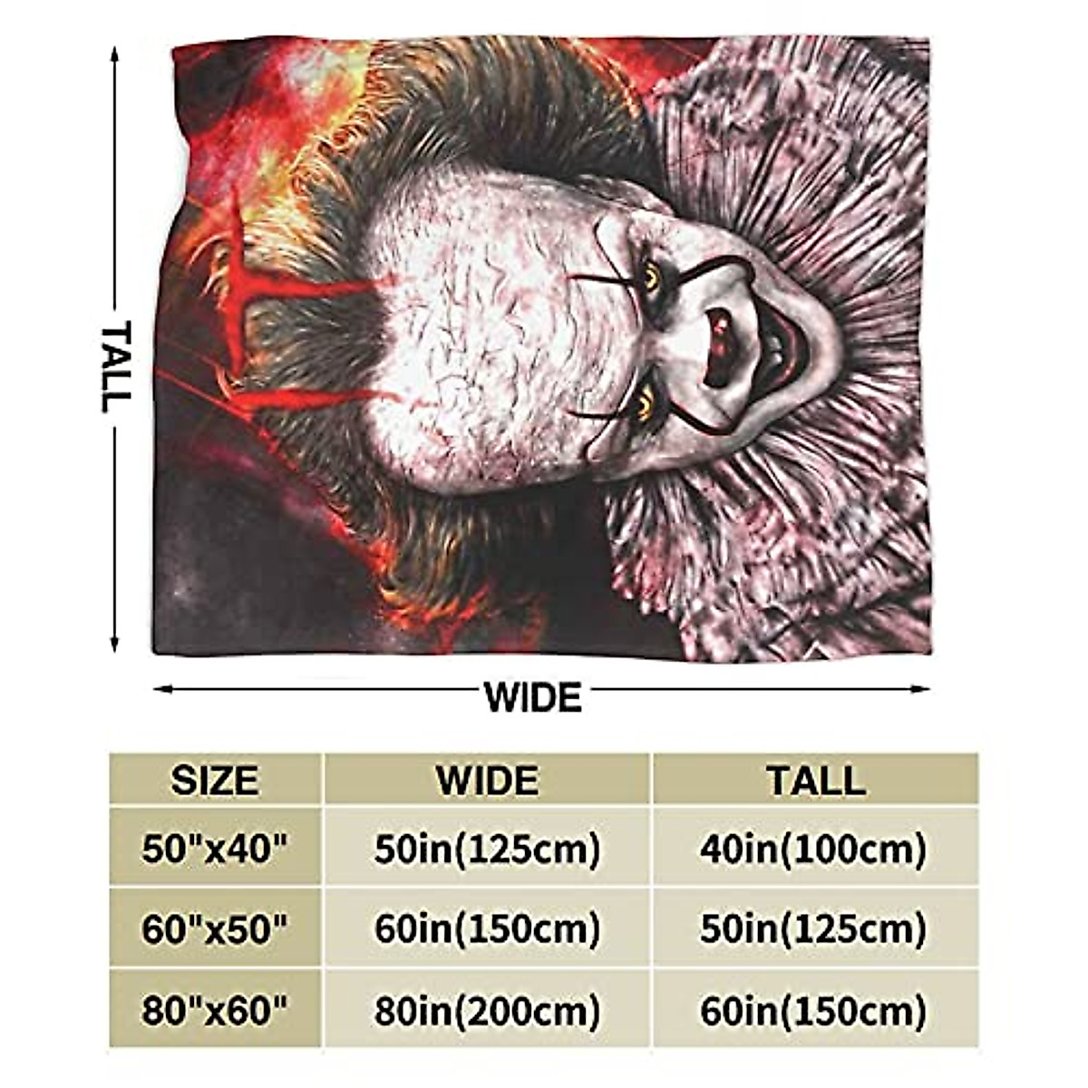 Horror Movie Blankets Ultra-Soft Flannel Blanket Warm Fuzzy Lightweight Throw Blanket,Fluffy Cozy Plush Fleece Comfy Blanket for Couch Sofa Bed 50"X40"
