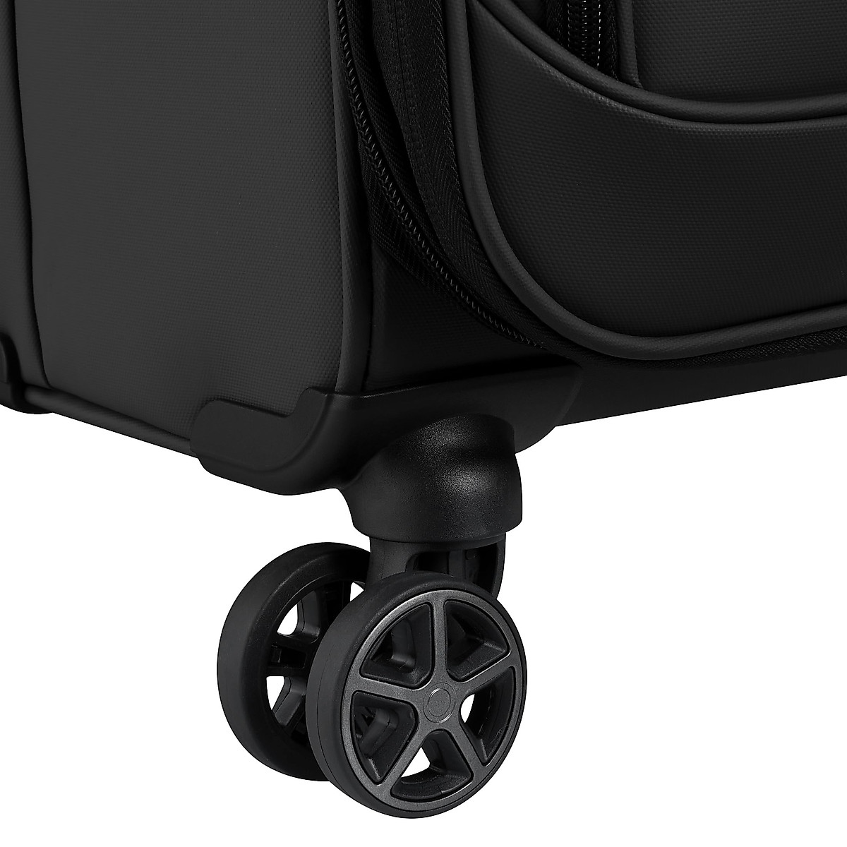 DELSEY PARIS Sky Lite 24-Inch Medium Lightweight Check-In Luggage - Water-Resistant Polyester, Dual Spinner Wheels, Multiple Exterior Pockets, Black - Softside Bag for Easy Travel