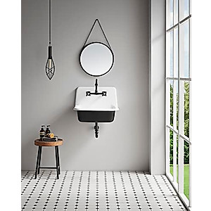 Kingston Brass GCLWS22187 Petra Galley 22" x 18" Cast Iron Wall Mount Utility Sink, White