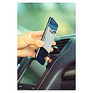 Ariel Edge Phone Card Holder with Ring Grip Stand Adhesive Stick-on Credit Card Wallet,Phone Stand for iPhone and Android and All Smartphones,Dual Rings can Split to Allow for car Vent (Sliver)