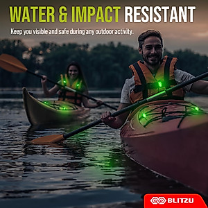 BLITZU Kayak Strobe Light for Walking at Night Wrist Light Stroller Light Lights Running at Night Shoe Lights for Running at Night Light for Running at Night Backpack Reflector Dog Harness Light Green