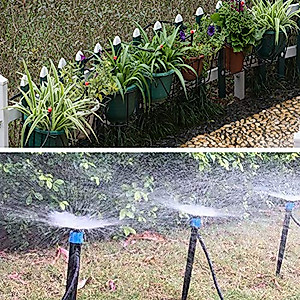 Drip Irrigation Kit, 100FT + 16FT Automatic Atomization Micro Spray Watering System with 1/4 and 1/2 inch Blank Distribution Tubing Hose,Adjustable Nozzle Emitters for Greenhouse Garden Flower Bed Patio Lawn