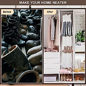 3 Pcs Hanging Boot File Clear Boots Hanging Storage Hanging Closet Shoe Organizer 3 Pair Tall Boot Hangers Plastic Boot Holder with 6 Pockets to Keep Them Straight for Closet Men's and Woman's Shoes