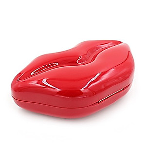 Women Acrylic Lips-shaped Evening Bags Purses Clutch Vintage Banquet Handbag (Red) Medium