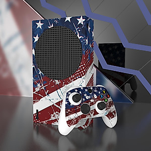 PlayVital Impression US Flag Custom Vinyl Skins for Xbox Core Wireless Controller, Wrap Decal Cover Stickers for Xbox Series S Console Controller