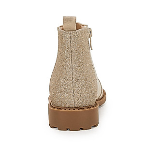 Coutgo Girl's Platform Boots Round Toe Low Chunky Heel With Side Zipper Chelsea Booties Faux Leather Kids Child Youth Dress Boot