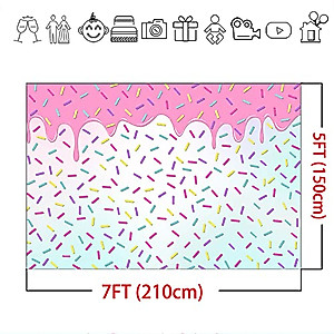 Mocsicka Donut Backdrop Donut Birthday Sweet One Sprinkles Party Decorations Photo Backdrops Donut Grow Up Baby Shower Photography Background (7x5ft)