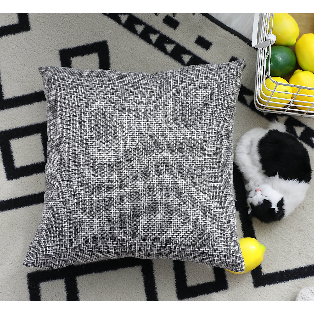 Kevin Textile Decorative Linen Throw Pillow Covers Cushion Case New 2 Tone Star Pillowcase Decorative Cushion Covers for Couch Bed Sofa(26 x 26 Inch,Grey) Set of 2