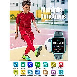 MgaoLo Kids Smart Watch for Boys Girls,Games Fitness Tracker with HR Sleep Monitor,Sport Activity Tracker with Pedometer Steps for Fitbit Calories Counter,DIY Watch Face Touchscreen (Green)