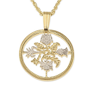 The Difference World Coin Jewelry Great Britain Pendant & Necklace, British Six Pence Hand Cut