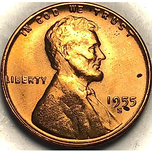 1955 S Lincoln Wheat Cent Red BU Penny Seller Mint State