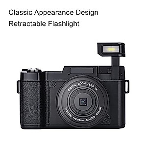 BATIVE Digital Camera, Portable Video Camera, 3.0-inch Reverse LCD Screen, Can Be Equipped with Wide-Angle Lens and 32G Card and Battery, for Beginners, Teens, Childs