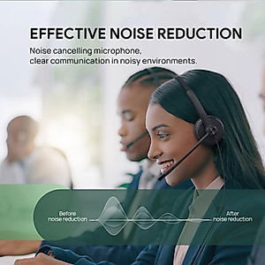 Yealink UH34 USB Headset with Mic,Stereo Wired Headphones with Noise Cancelling Microphone,Teams Certified,Professional Work Headphones for VoIP Phone PC Computer Call Center Office