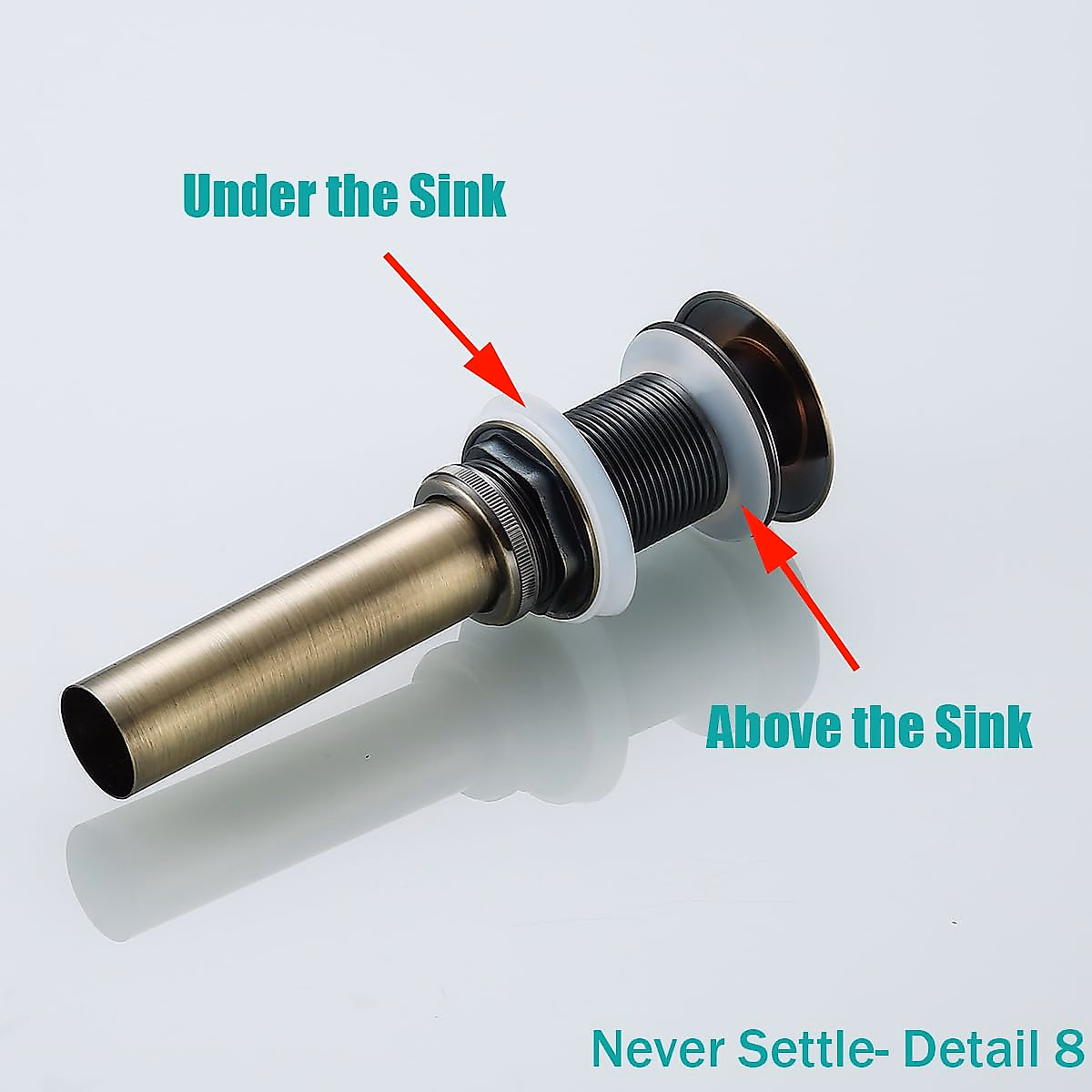 RANDOM Bathroom Vessel Sink Pop Up Drain Stopper Without Overflow Antique Brass, All Metal Rustproof Brass and 304 Stainless Steel 83006A.