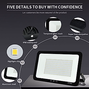 garageangle 4Pack LED Flood Light Outdoor,50W LED Work Light 5500lm with 6FT US Plug,IP66 Waterproof Exterior Security Lights,6000K Daylight White Outside Floodlights Slim Design for Playground Yard