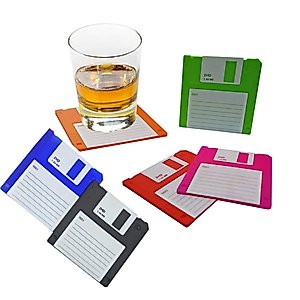 Floppy Disk Retro Silicone Drink Coaster-Floppy Disk, A Set of 6 for Desktop Protection and Prevent Furniture Damage, Small to-Do Notepad