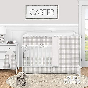 Sweet Jojo Designs Grey Woodland Plaid Foldable Fabric Storage Cube Bins Boxes Organizer Toys Kids Baby Childrens - Set of 2 - Gray White Rustic Buffalo Check Flannel Country Lumberjack