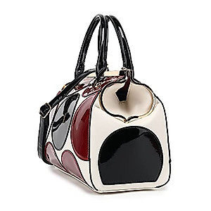 Style Strategy black and red patent leather 2in1 purses for women handbag with kiss lock Satchel pattern Shoulder crossbody bags for women