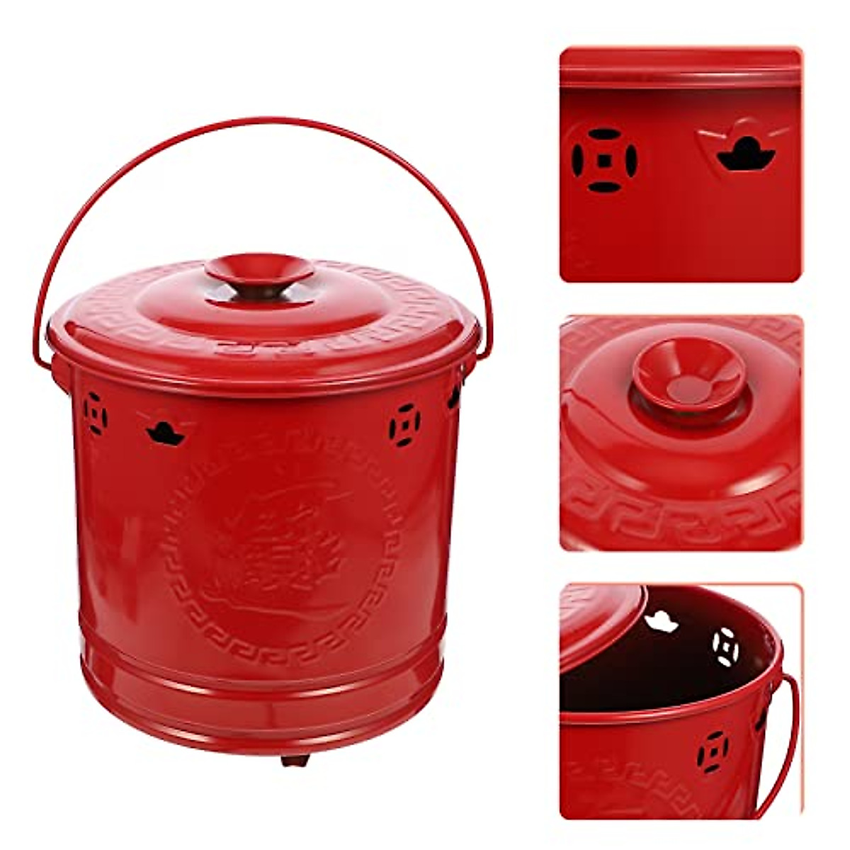 Operitacx Tabletop Fireplace Burn Incinerator Can Garden Cage Pit Stainless Steel Debris Burning Bucket Furnace Bin with Tongs for Ancestor Money Waste Garden Leaf Rest Cloud