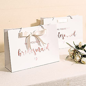 Crisky Will You Be My Bridesmaid Gift Bags, Bridesmaid Proposal Bags Bridesmaid Gift Rose Gold, 1 Maid of Honor & 6 Bridesmaid