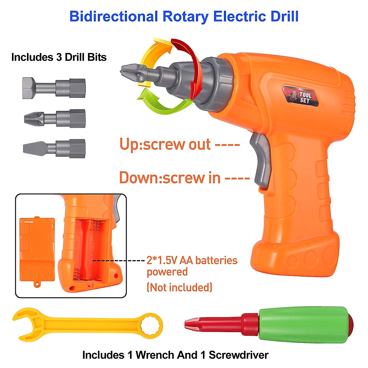 Haifeng STEM Educational Toys for 3-8 Year Old, Creative Mosaic Drill Set for Kids, DIY Electric Drill Puzzle Toys, 3D Construction Games with Toy Drill, Engineering Building Kits for Boys and Girls