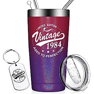 DOEARTE 40th Birthday Gifts Women - Vintage 1984 20oz Tumbler - 40th Birthday Decorations for Women - 40 Years Old Birthday Gift Ideas for Women