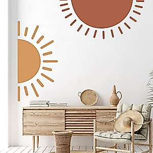 Half Sun Wall Decal Large Wall Decal Sunshine Wall Stickers Vinyl Wall Art Decals Removable Sun Decals for Walls Sunrise Sticker Peel and Stick Headboard Wall Decals for Nursery Kids Room Bedroom Playroom Decor