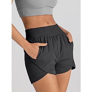 AUTOMET Womens Athletic Shorts High Waisted Running Shorts Gym Workout Shorts Casual Comfy Sport Shorts with Pockets 2024 Black