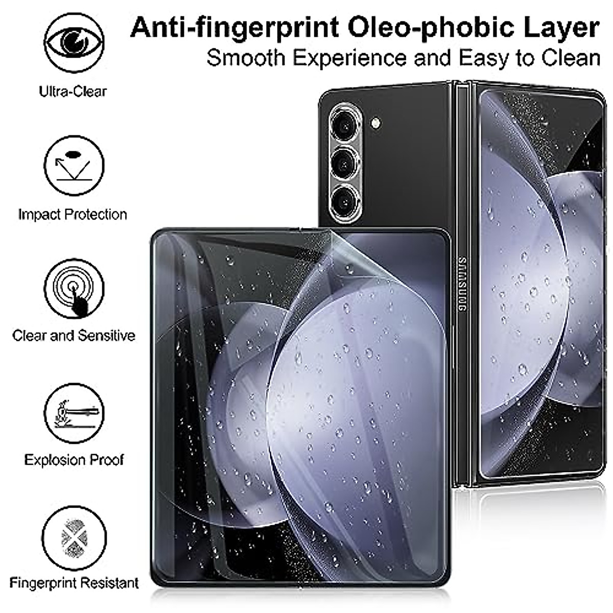 Qoosea [2+2+2 Pack for Samsung Galaxy Z Fold 5 Screen Protector Soft Full Cover Full Inner & Back Screen High Definition Anti Scratch Bubble Free Screen Protector for Galaxy Z Fold 5