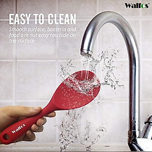Walfos Silicone Rice Paddle Set of 2 - Non Stick Rice Spoon, Heat Resistant to 446°F, Strong Steel Core, Perfect for Rice/Mashed Potato, Food Grade, BPA Free and Dishwasher Safe