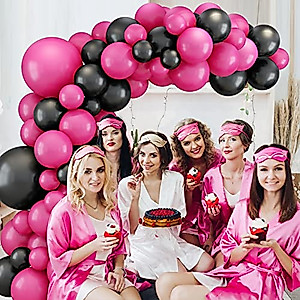 Balloons Garland Arch Kit, Rose Red Black Balloon Arch Kit, Hot Pink Latex Balloons Party Balloons For Birthday Decoration Wedding Baby Shower Engagement Graduation Decoration Party Supplies