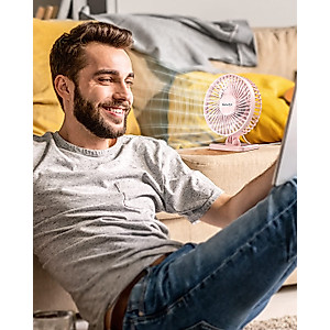 Gaiatop USB Desk Fan, Small But Powerful, Portable Quiet 3 Speeds Wind Desktop Personal Fan, Adjustment Mini Fan Table Fan for Better Cooling, Home Office Car Indoor Outdoor(Pink)