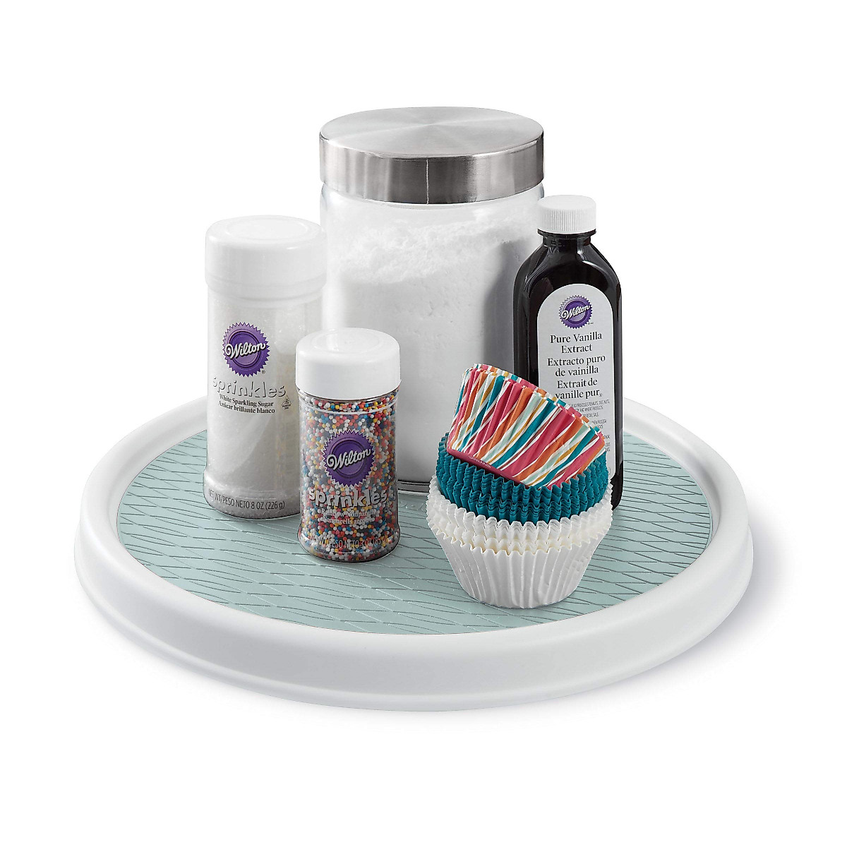 Copco Basics Non-Skid Pantry Cabinet Lazy Susan Turntable, 12-Inch, white