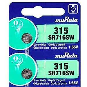 Murata 315 SR716SW Battery 1.55V Silver Oxide Watch Button Cell - Replaces Sony 315 (2 Batteries)