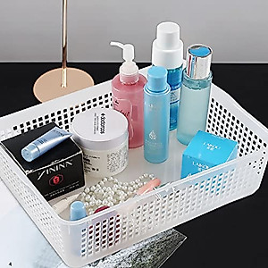 Tstorage Plastic Office A4 Paper Basket, Plastic Shallow Storage Basket, 6 Packs, G
