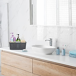 Ramddy 8 Packs Plastic Weave Basket for Organizing, Small Office Home Storage Bin