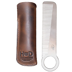 Hide & Drink, Rustic Comb Case (Comb NOT Included), Protector Holster, Stylish Sleeve, Personal Care, Barber Accessories, Full Grain Leather, Handmade, Bourbon Brown