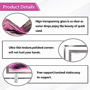 Muyan Moving Sand Art Picture Sandscapes in Motion Dynamic Sand Picture Glass 3D Deep Sea Display with Stand Decor Desktop Home Office Creative Gift (Pink, 7x9 in)