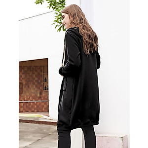 Ablanczoom Hoodies for Women Fashion Sweatshirts: Comfortable Full Zip Up Hoodie Womens Long Fleece Sweatshirt with Pockets Black