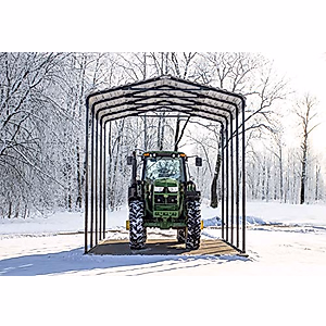 Arrow 14' x 20' x 14' 29-Gauge Metal RV Carport and Multi-Use Shelter for Large Vehicles- Eggshell