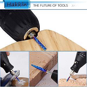 Hakkin 20 Pcs Carbide Rotary Burrs Set, End Mill CNC Router Bit, 1/8" Shank Nano Blue Coating Ball Nose End Mill, Double Cut Coat Rotary Drill for Die Grinder Woodworking, Engraving, Drilling, Carving