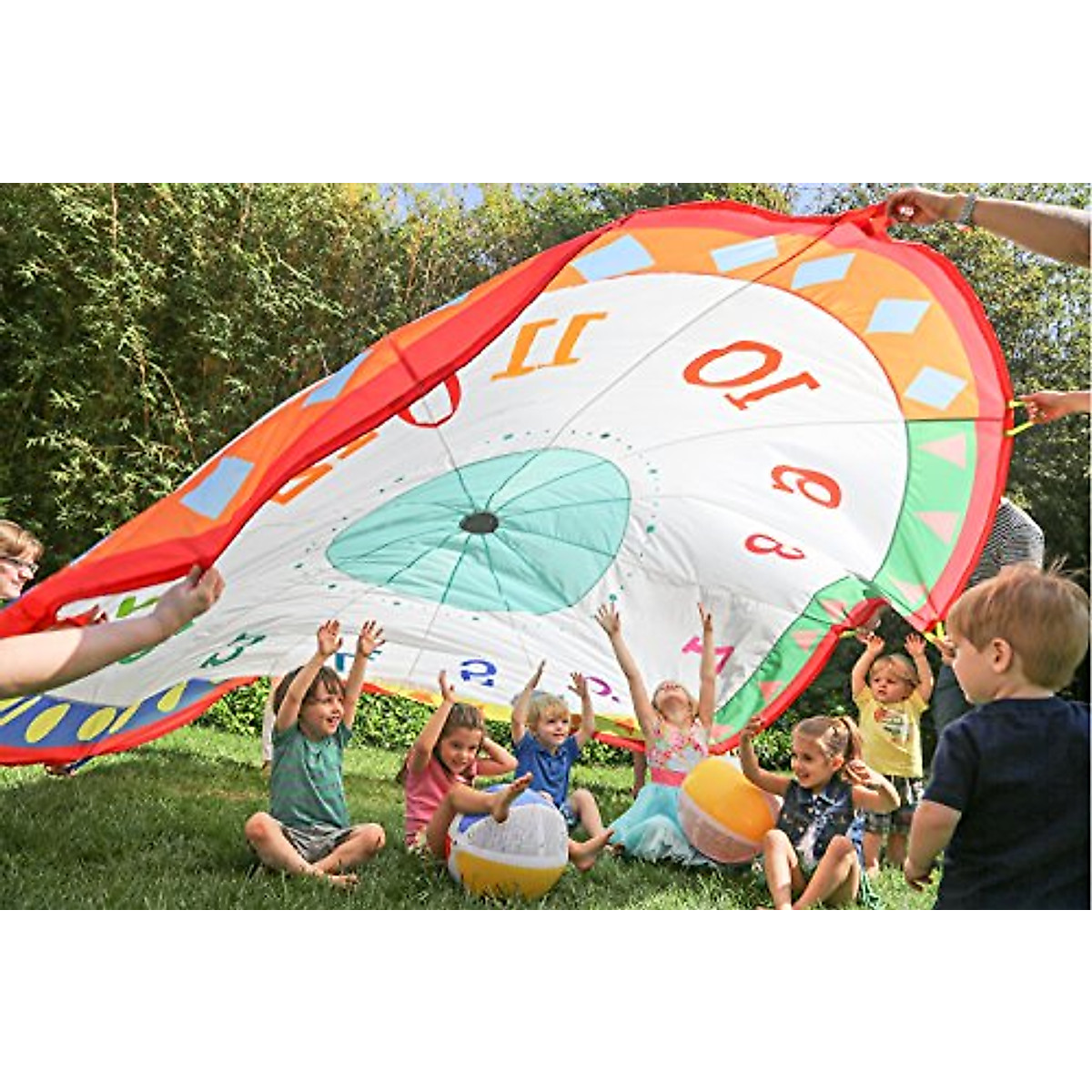 Pacific Play Tents 18420 Tick Tock Clock 12 Foot Kids Parachute for indoor / Outdoor Fun