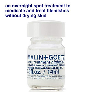 Malin + Goetz Acne Treatment Nighttime, 0.5 Fl. Oz. - Overnight Sulfur Acne Spot Treatment, Blemish Control & Scar Treatment, All Skin Types, Vegan & Cruelty Free