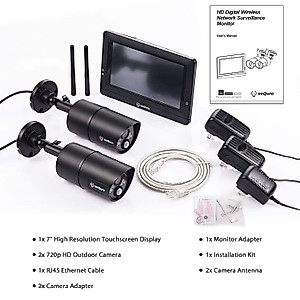 SeQuro-Security-Camera-Monitor-Wireless 720P Outdoor Bullet Cameras, Portable Security Monitor, Night Vision, Waterproof, Motion Sensor Home Surveillance DVR Kits