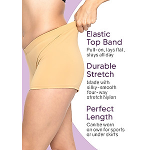 STRETCH IS COMFORT Women's Nylon Booty Shorts Navy Blue Medium