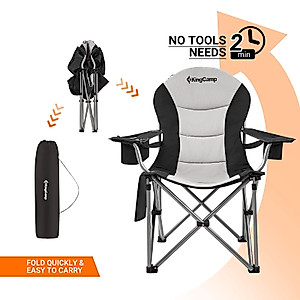 KingCamp KC2008_Black/MediumGrey-US Camping Chair, Oversized, Black&MediumGrey(Set of 2)