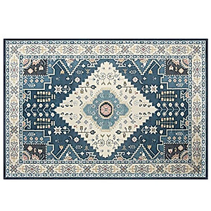 Giantex Area Rug, 5'4'' x 7'7'' Non-Shedding Easy to Clean Comfy Chic Vintage Floor Decoration Large Boho Area Carpet Rugs for Living Room, Bedroom, Dining Room Dorm