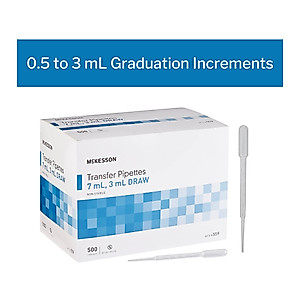 McKesson Transfer Pipette, Non-Sterile, 7 mL Capacity 0.5 mL to 3 mL Graduation Increments, 500 Count, 1 Pack